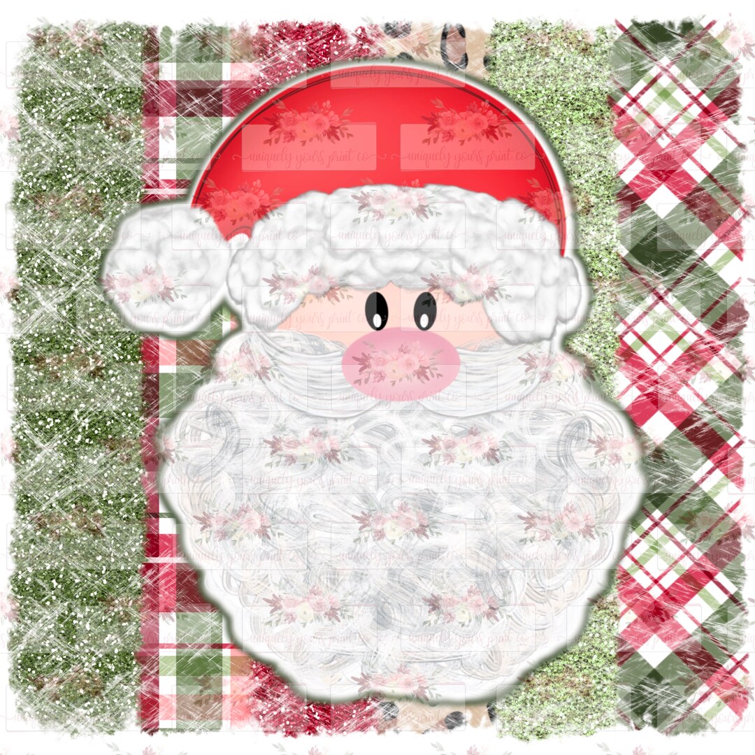 Santa Head on Red and Green Christmas Brushstroke | Sublimation ...