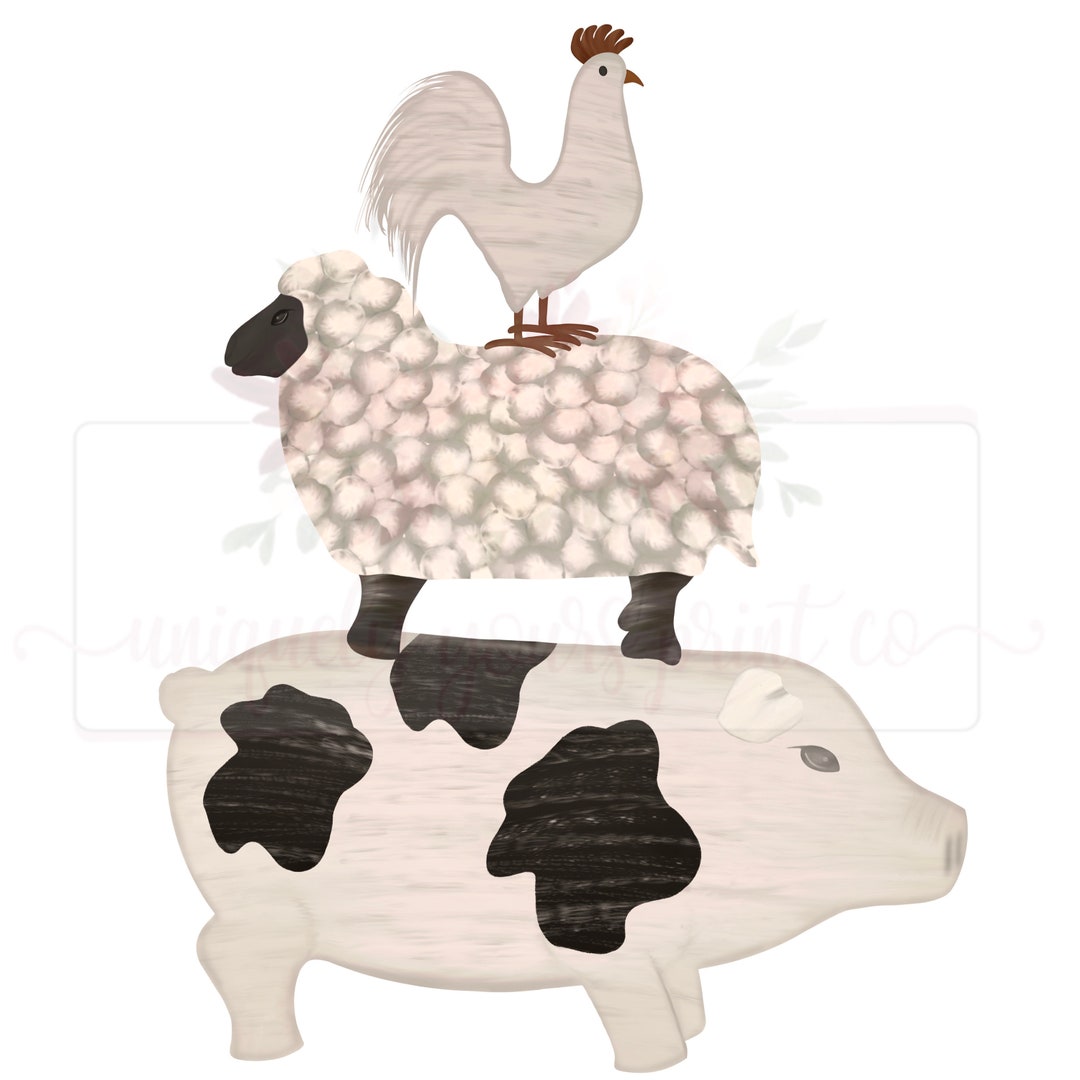 Farmhouse Style Animal Stack| Hand Drawn | Doodle Design | Sublimation ...