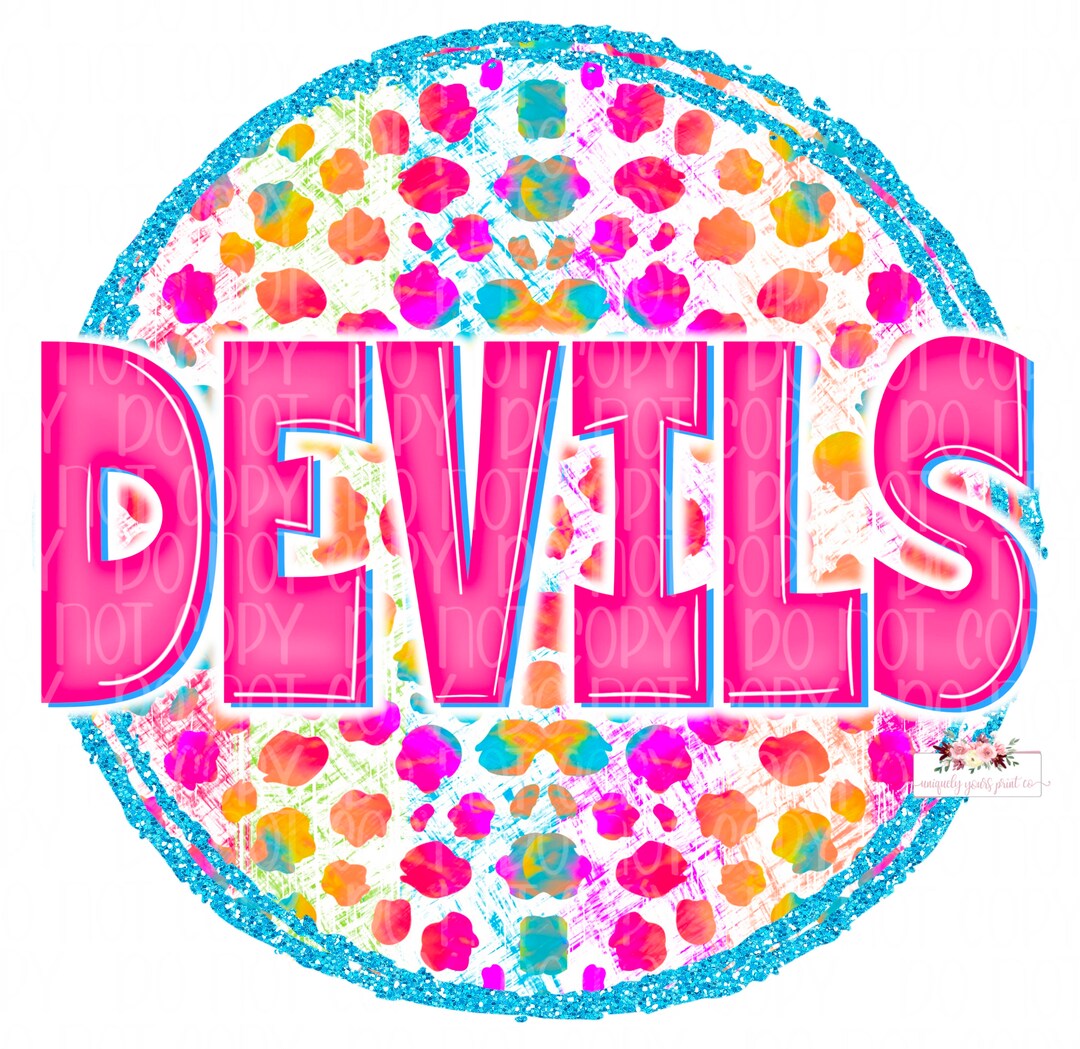Devils Mascot Digital Design Download Cheetah Tie Dye With Glitter ...