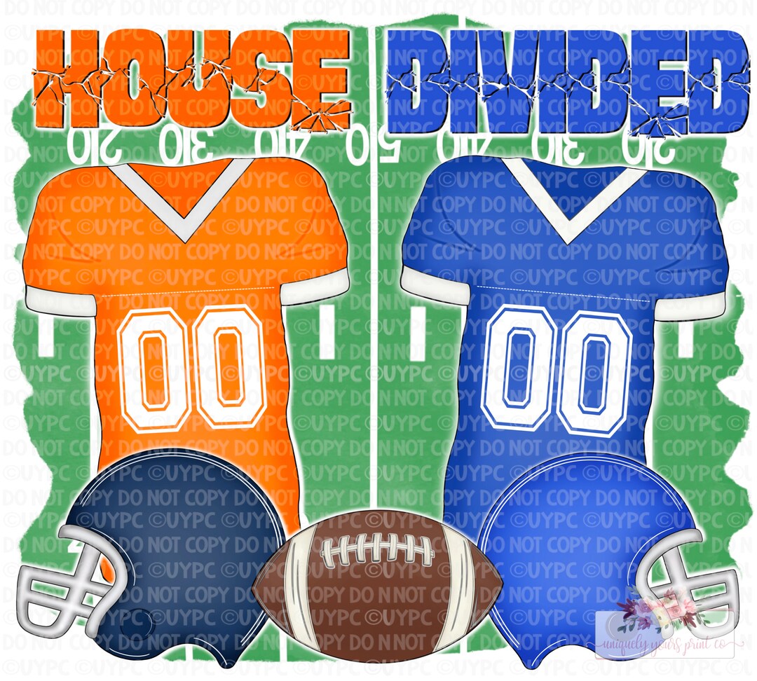 House Divided Football Digital Design | Royal Blue Vs Orange Blue ...