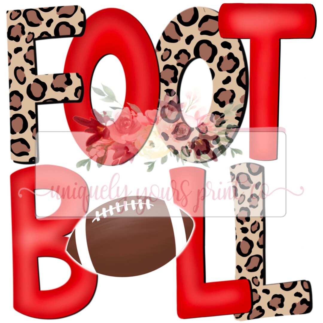 Red and Leopard Football Doodle | Hand Drawn | PNG | Sublimation ...