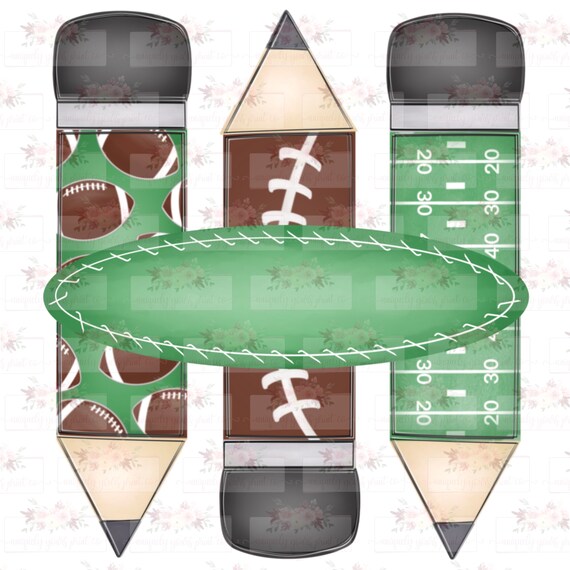 Football Pencil Trio With Green Nameplate Digital Design - Etsy