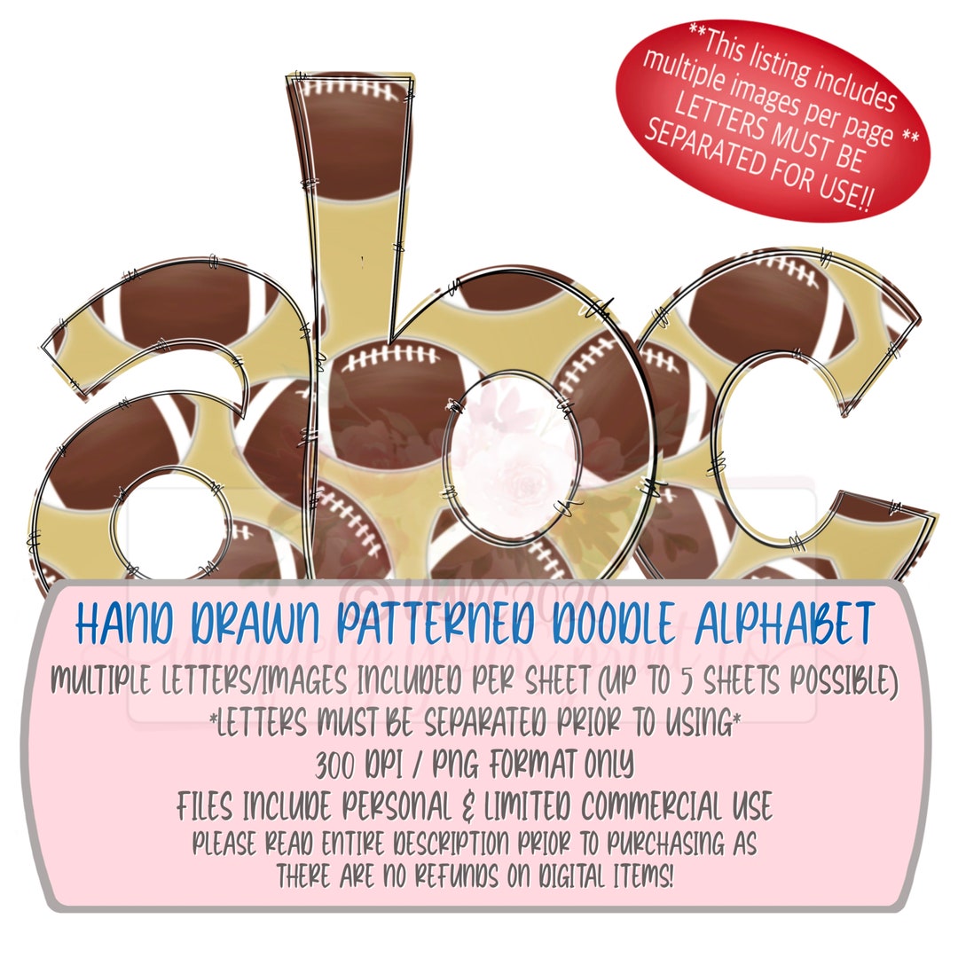 Gold Football Lowercase Alphabet Set | Alpha Pack| Hand Drawn | PNG ...