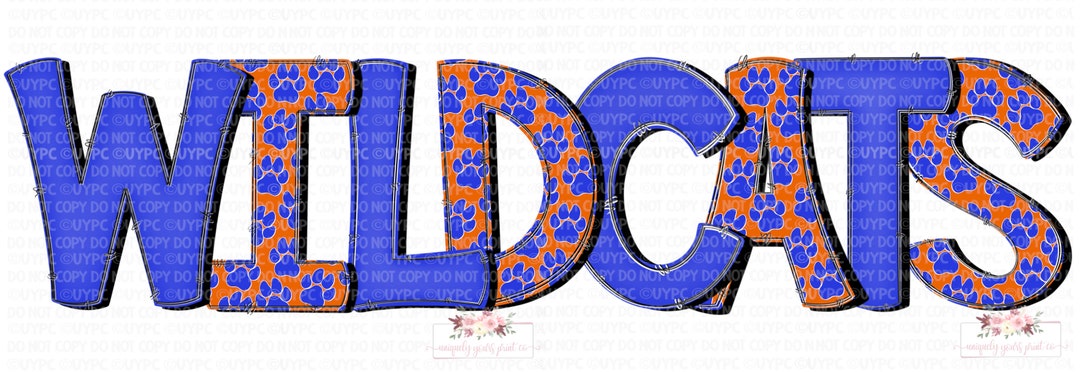 Wildcats Digital Design | Wildcats Mascot | Paw Print Pattern Filled ...