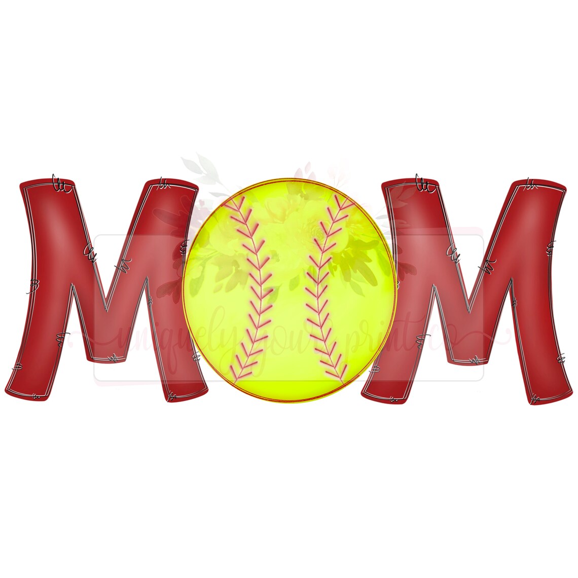 MOM Softball Doodle Hand Drawn Printable PNG - Etsy