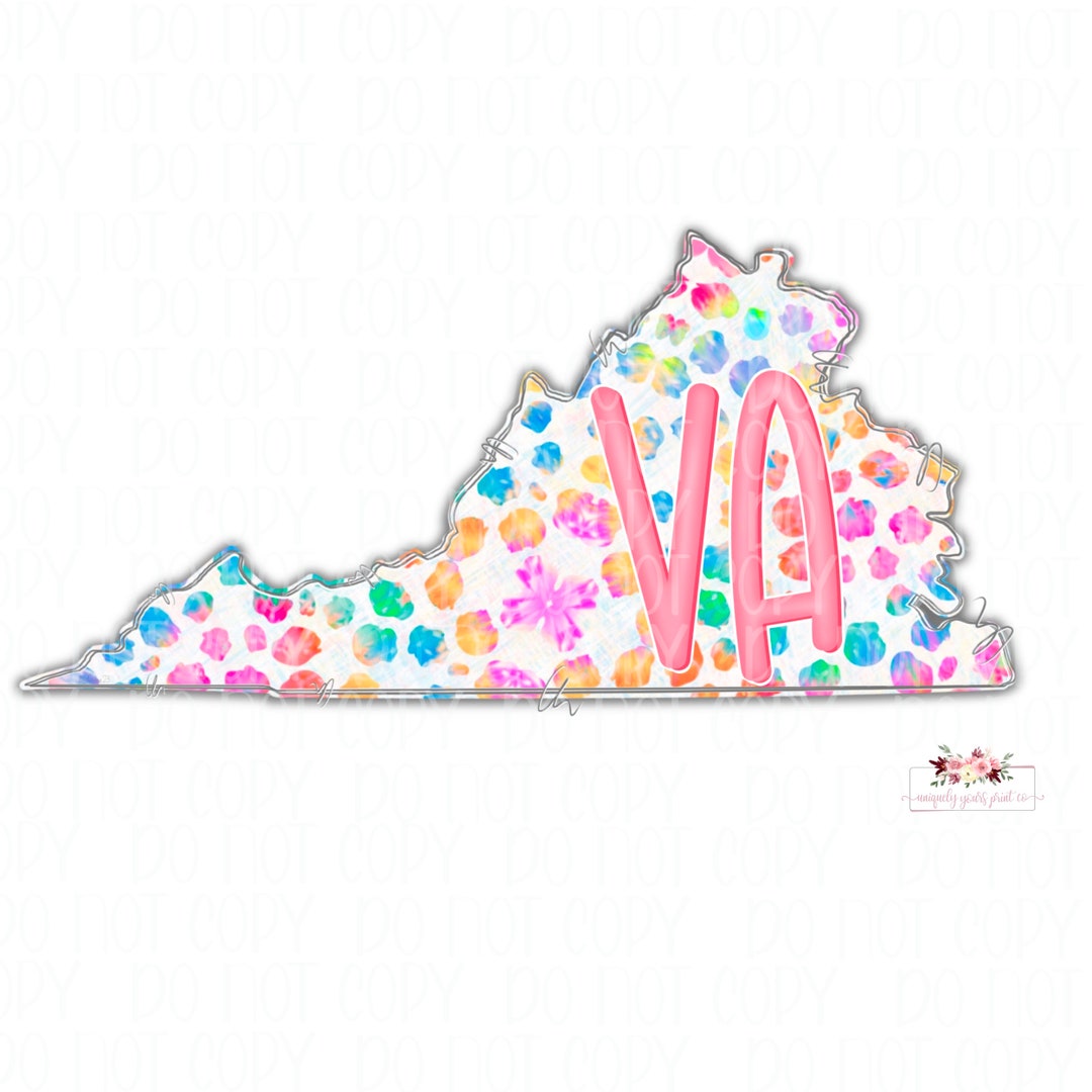 Virginia Digital Download | Pink VA Cheetah Tie Dye Virginia | Hand ...
