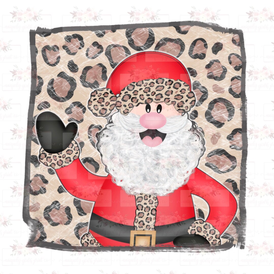 Santa Leopard Watercolor Frame | Leopard Cheetah Christmas | Hand Drawn ...