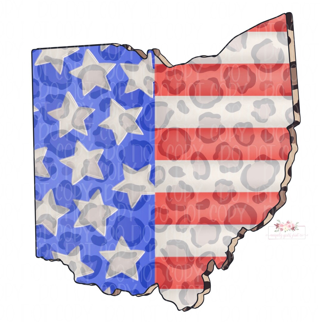 Ohio Patriotic Digital Design | Leopard Glitter USA | Ohio Printable ...