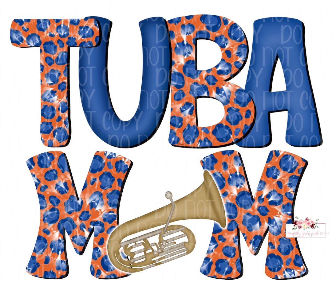 Royal Blue & Orange Tuba Mom Digital Design | Cheetah Tie Dye | Tuba ...