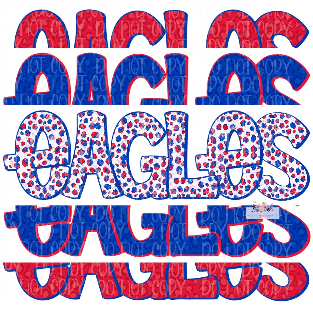 Eagles Digital Design | Red and Royal Blue Eagle Mascot | Stacked ...