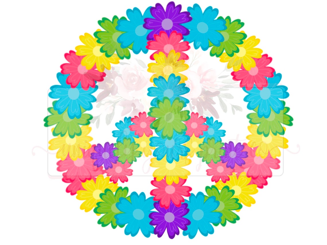 Bright Floral Peace Sign Hand Drawn Design Sublimation - Etsy