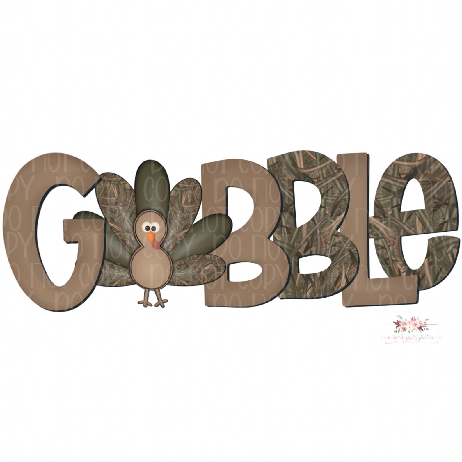 Camouflage Turkey Gobble Doodle PNG | Thanksgiving Sublimation (digital ...