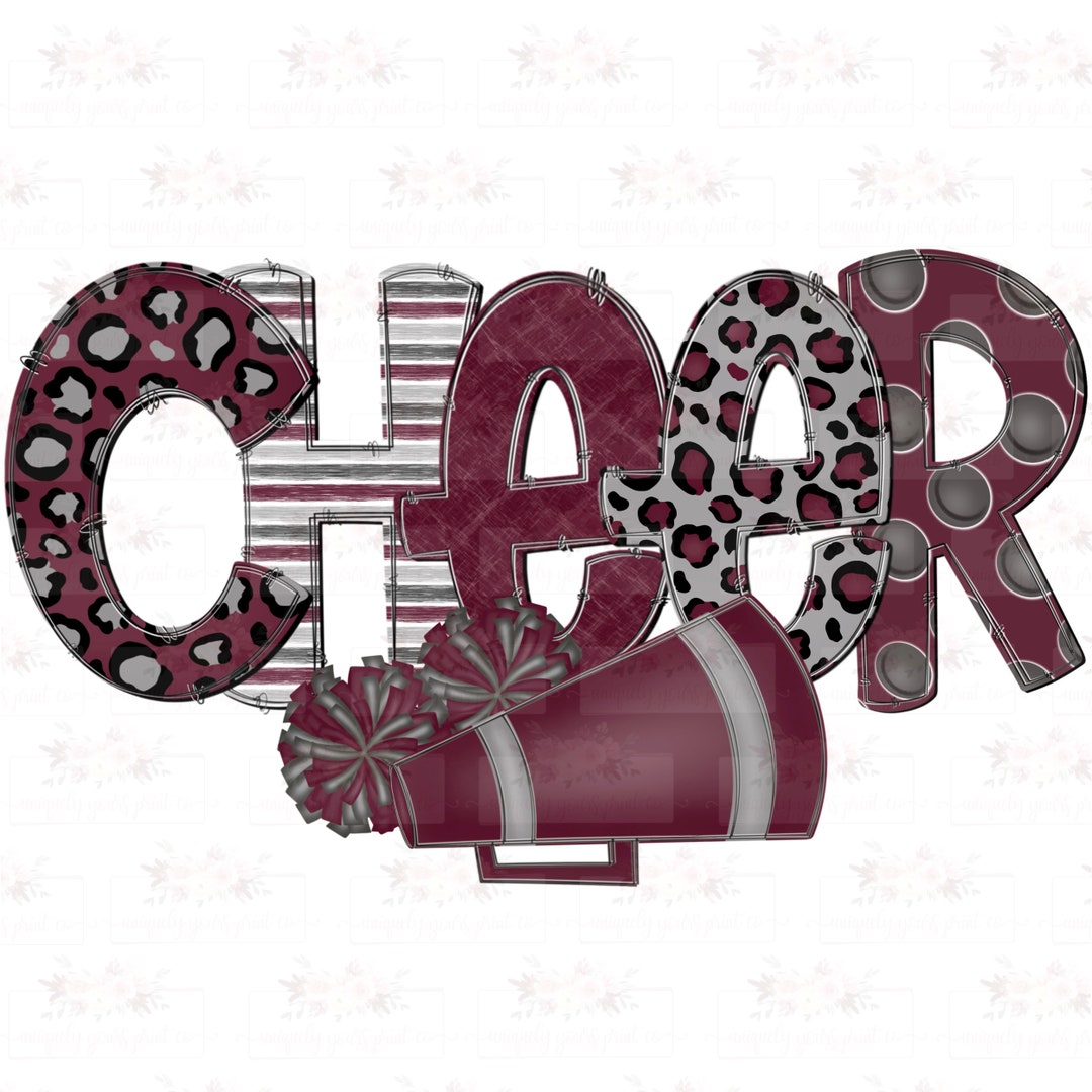 Maroon & Gray Cheer Design | Hand Drawn | PNG | Sublimation | Digital ...