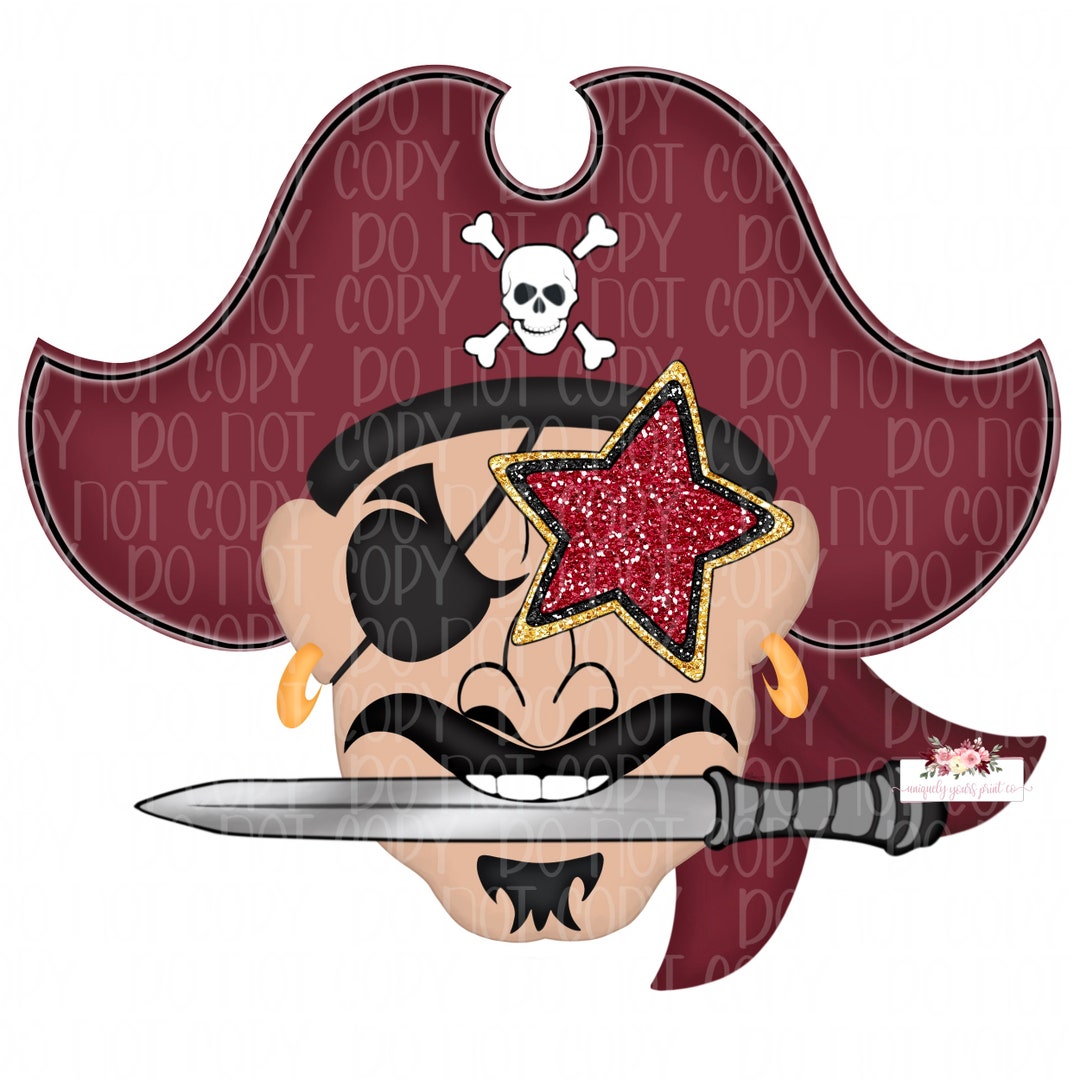 Preppy Pirate Mascot | Maroon, Black, Silver Glitter (printable PNG) - Etsy