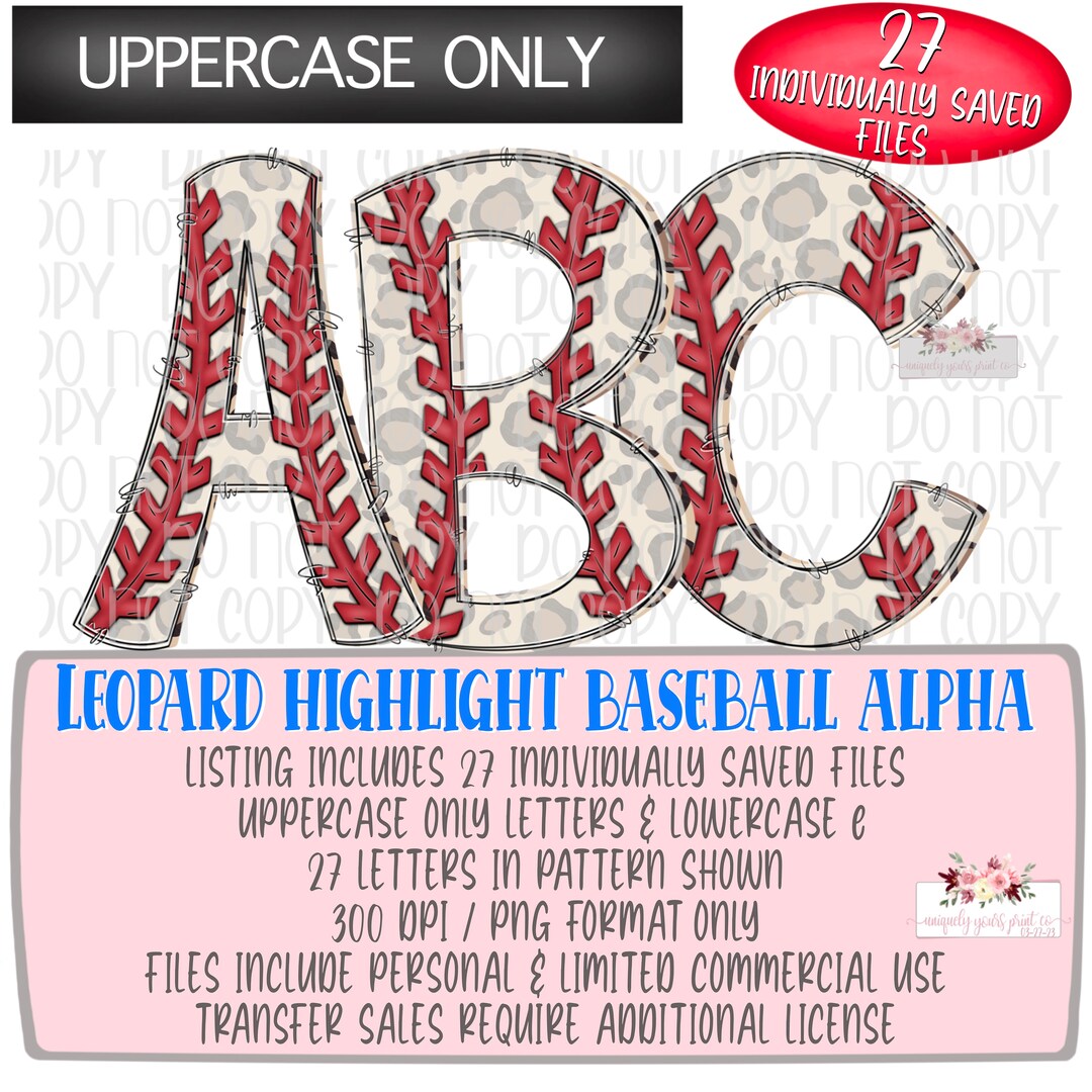 Baseball Leopard Uppercase Digital Alphabet Set | Individually Saved ...