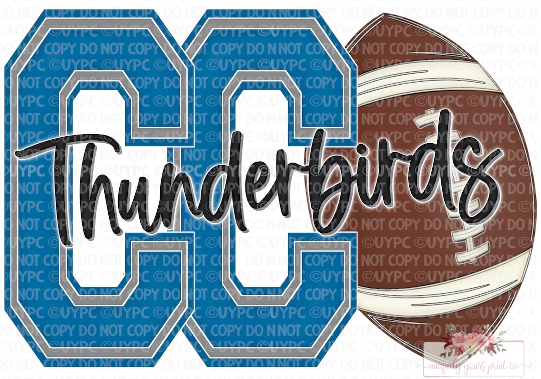 CC Thunderbirds Football With Mascot Digital Design | Blue and Gray ...