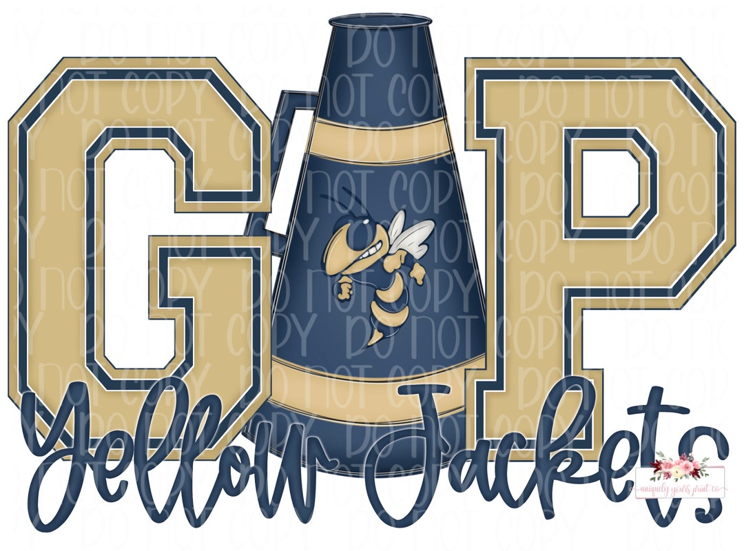 Yellow Jackets Football With Mascot Digital Design | Navy Blue and Old ...