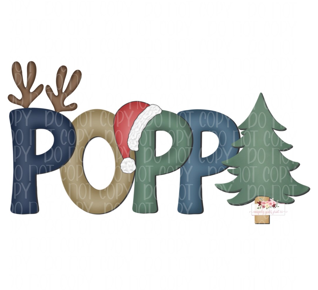 Poppa Christmas Digital Design | PNG | Antlers Gift & Santa Hats ...