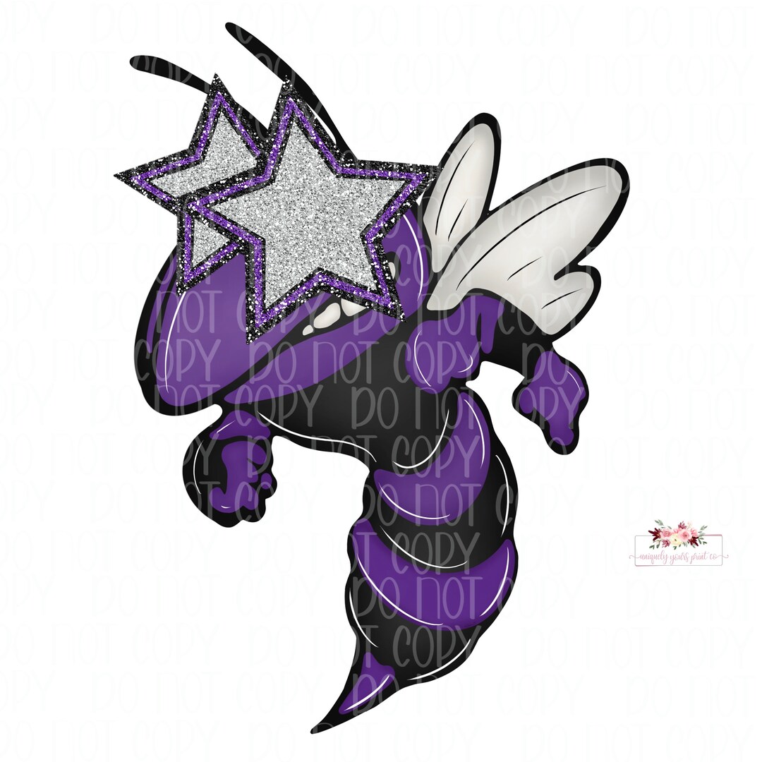 Preppy Star Eyed Mascot | Purple Black Hornets Jackets Mascot Digital ...