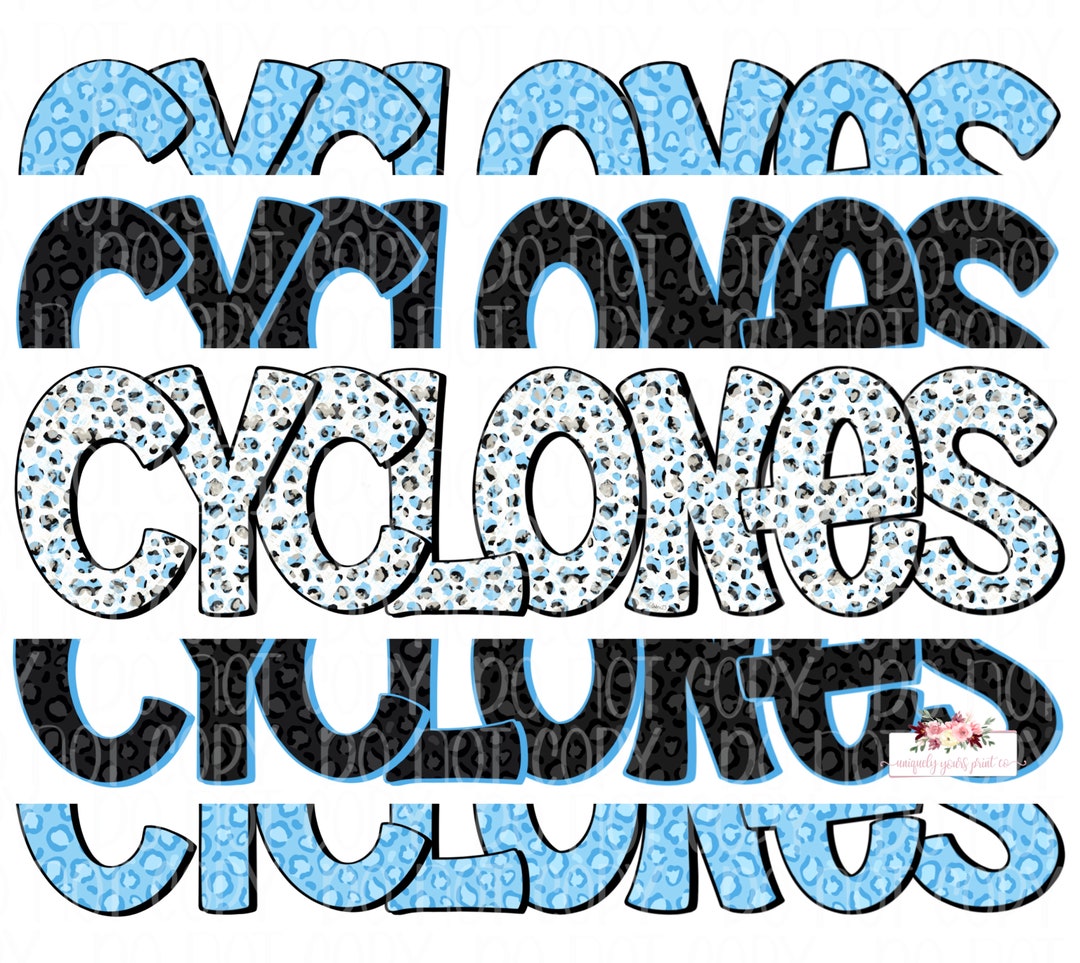 Cyclones Stacked Design | Black, White & Columbia Blue (digital ...