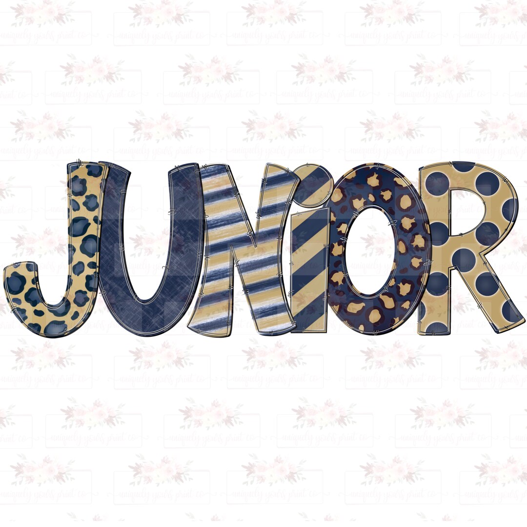 Navy and Gold Junior PNG | Hand Drawn | Ink Jet Printing | Sublimation ...