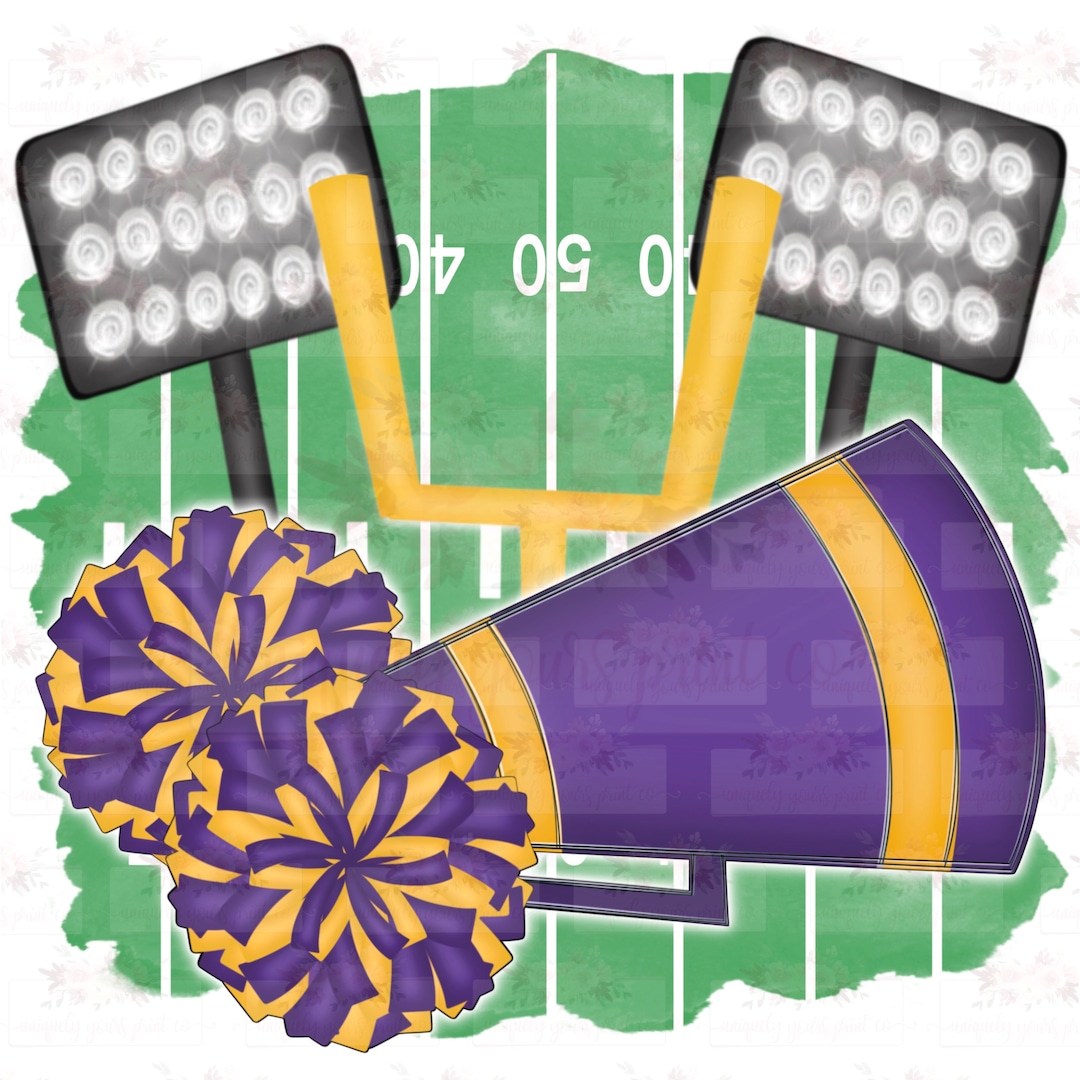 Purple and Gold Cheer Digital Design | Football Field PNG | Hand Drawn ...