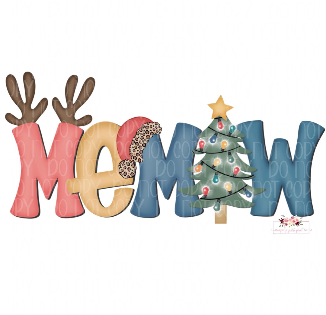 Christmas Memaw Digital Design | PNG | Reindeer Christmas Tree Leopard ...