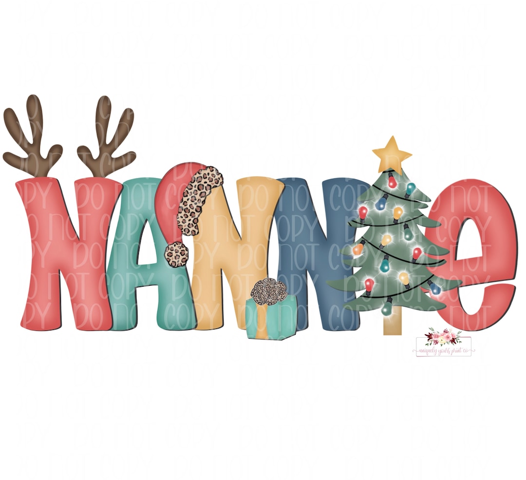 Christmas Nannie Digital Design PNG Antlers Gift & Santa Hats Christmas ...