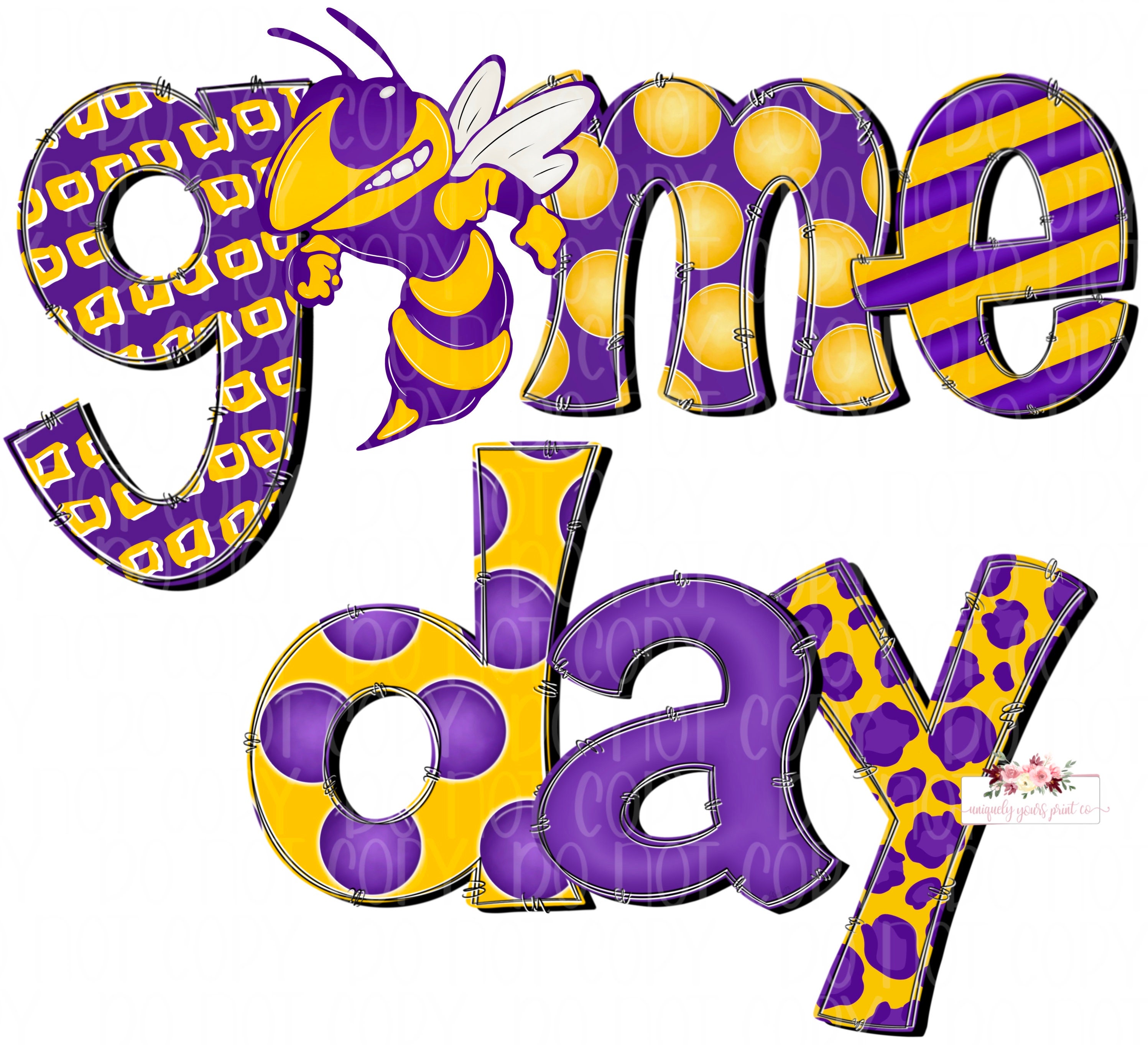 Hornets Yellow Jackets Game Day Digital Design | Purple and Gold ...