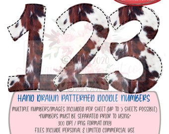 Cow Print Numbers | Etsy