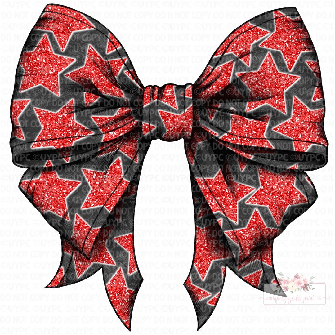 Glitter Star Print Coquette Bow Digital Design | Hand Drawn | PNG ...