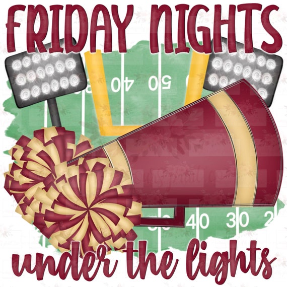 Maroon & Gold Cheer Digital Design Friday Nights Football - Etsy