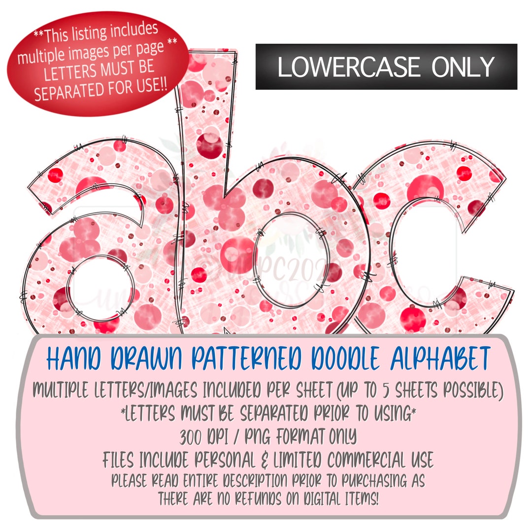 Lowercase Pink Splatter Alpha Set | Hand Drawn | PNG | Sublimation ...