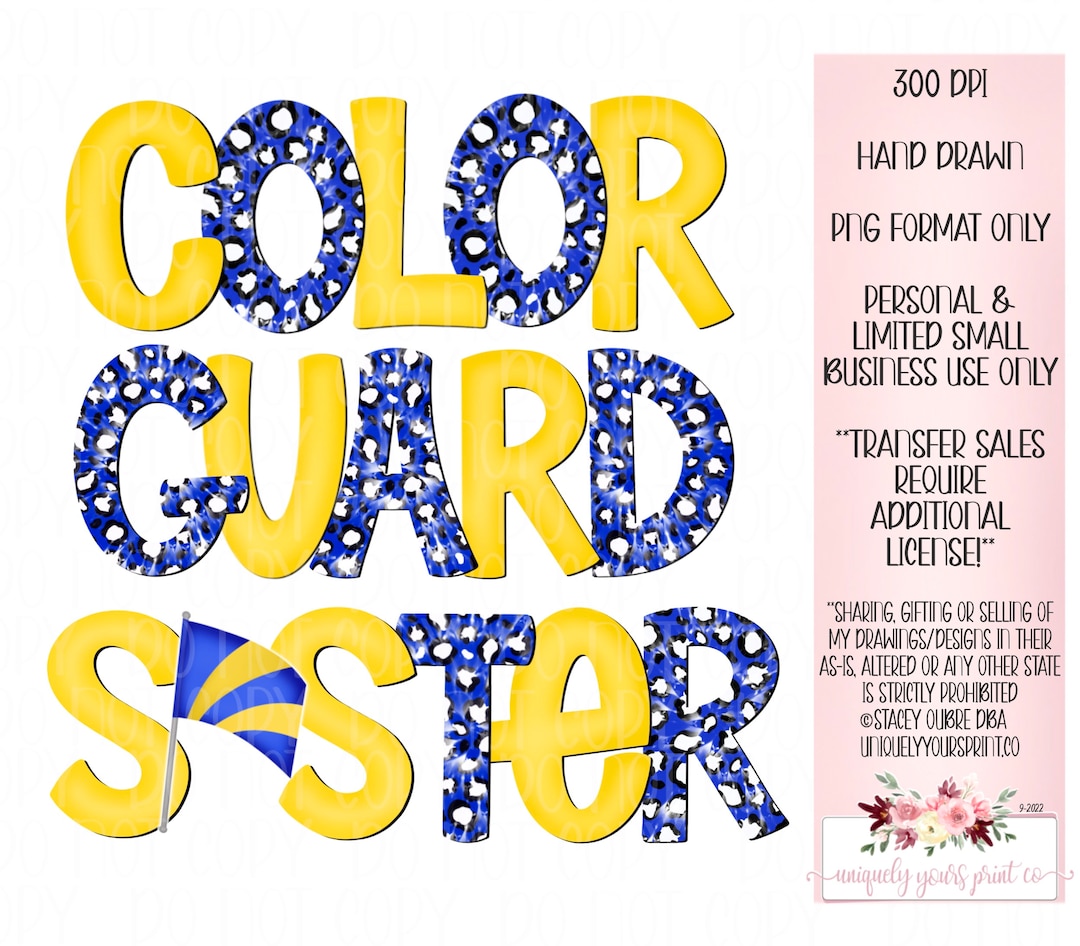 Color Guard Sister Doodle PNG | Royal Blue Cheetah Print (digital ...