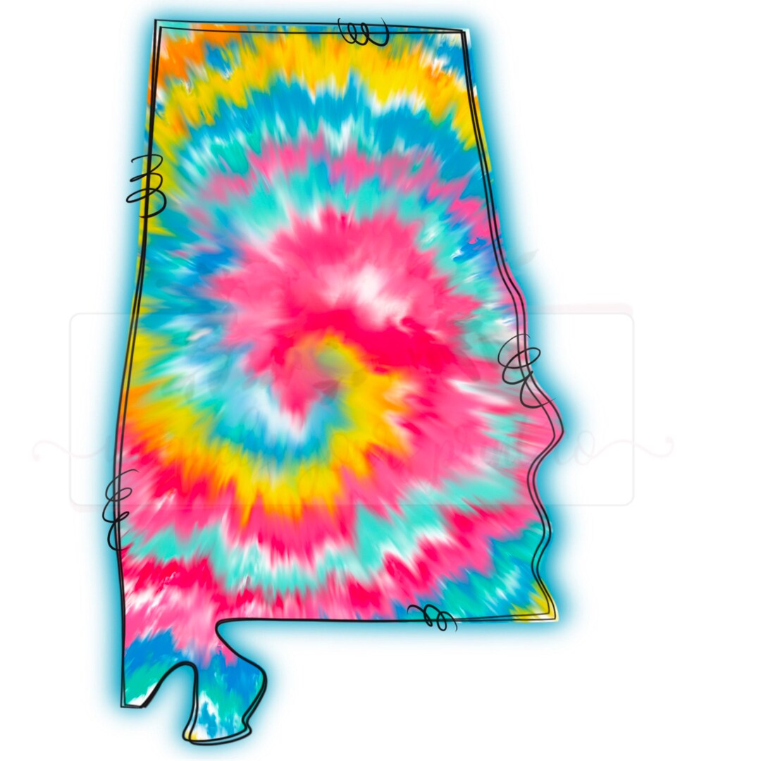 Alabama Tie Dye | Hand Drawn | Doodle Design | Sublimation | Digital ...