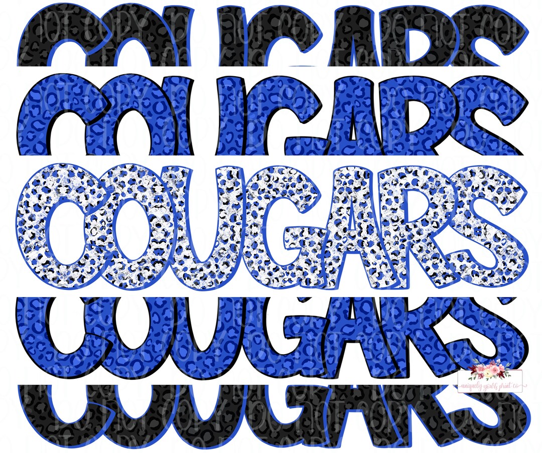 Cougars Digital Design | Royal Blue and Black Cougars Mascot | Stacked ...