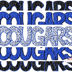 Royal Blue Cougars Mascot Design | Cheetah Leopard Print (digital ...
