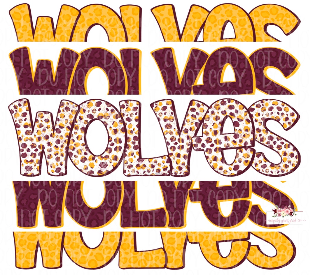 Wolves Digital Design | Wolves School Mascot | Stacked Cheetah Tie Dye ...