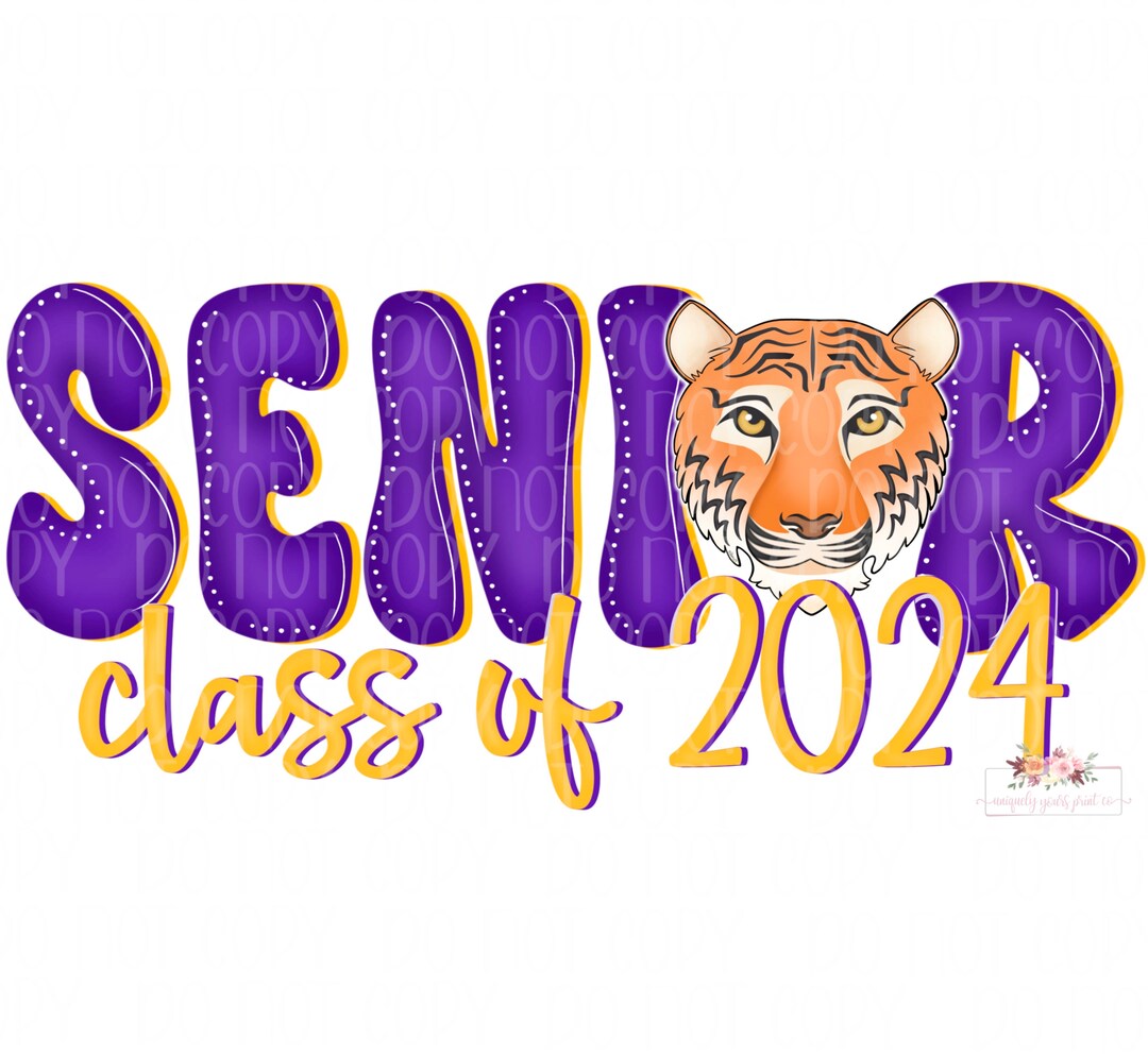 Purple & Yellow Tiger Senior Digital Design | Class of 24 | Hand Drawn ...