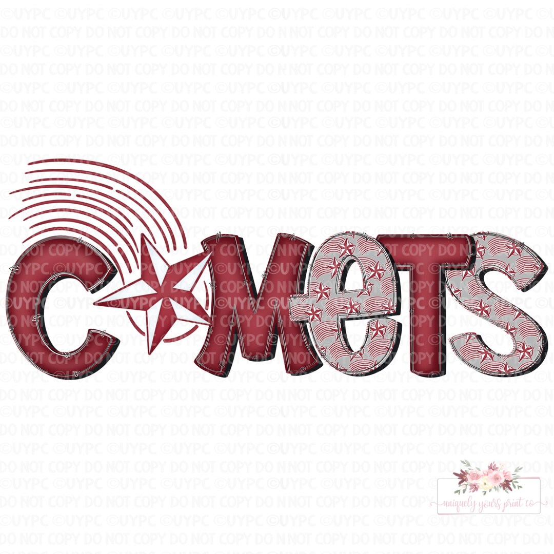 Comets Mascot Image Digital Design | Pattern Filled Royals Mascot ...