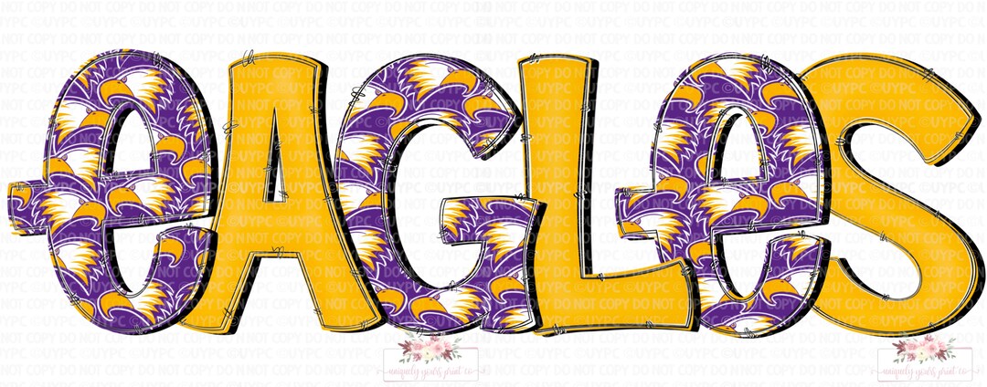 Eagles Digital Design | Purple and Gold | Hand Drawn | School Spirit ...