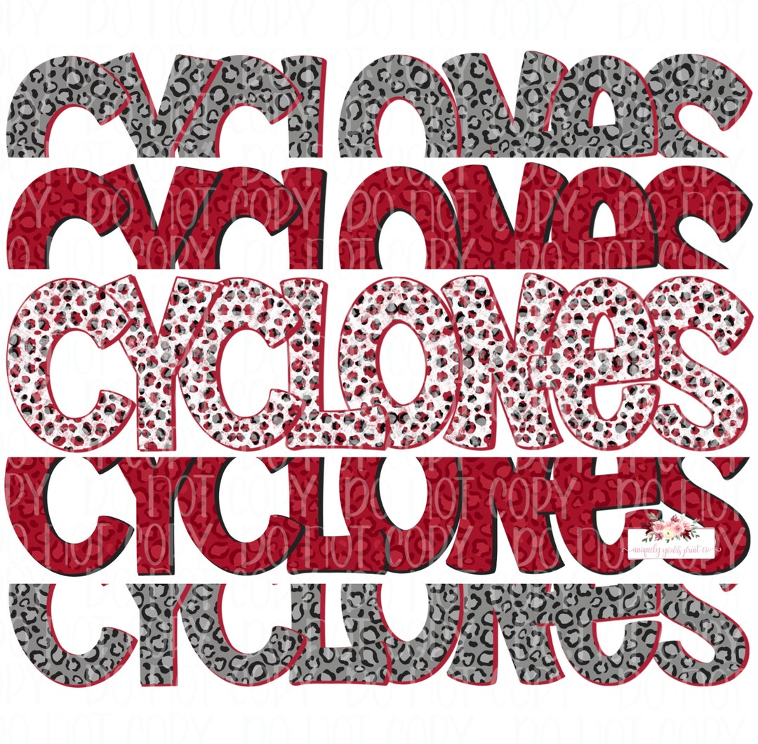 Cyclones Digital Design Cyclone Mascot Stacked Cheetah Tie Dye ...