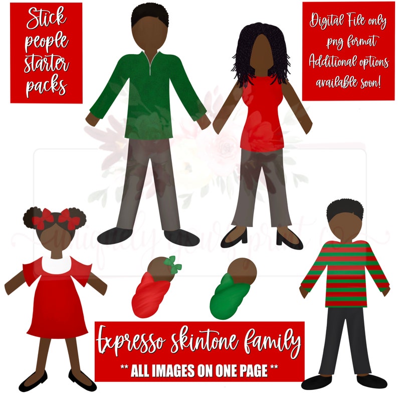 Expresso Skin Tone Stick People | Hand-drawn Doodle PNG (instant ...