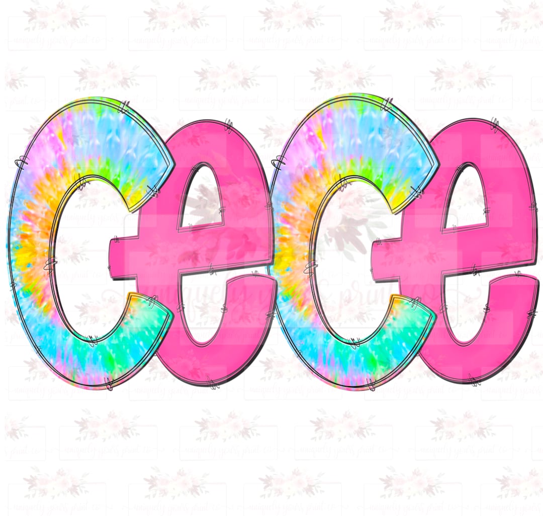 Cece Doodle | Tie Dye & Pink | Png | Hand Drawn | PNG | Sublimation ...