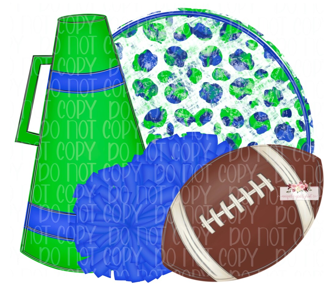 Royal Blue & Lime Green Football Cheer Digital Design | Cheetah Tie Dye ...