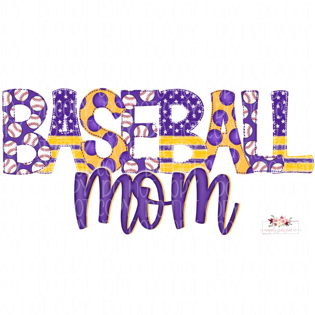 Purple Gold Baseball Mom Digital Design | Hand Drawn | PNG ...