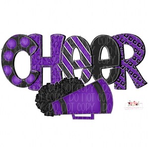 Purple, Black and White Cheer Design | Hand Drawn | PNG | Sublimation ...