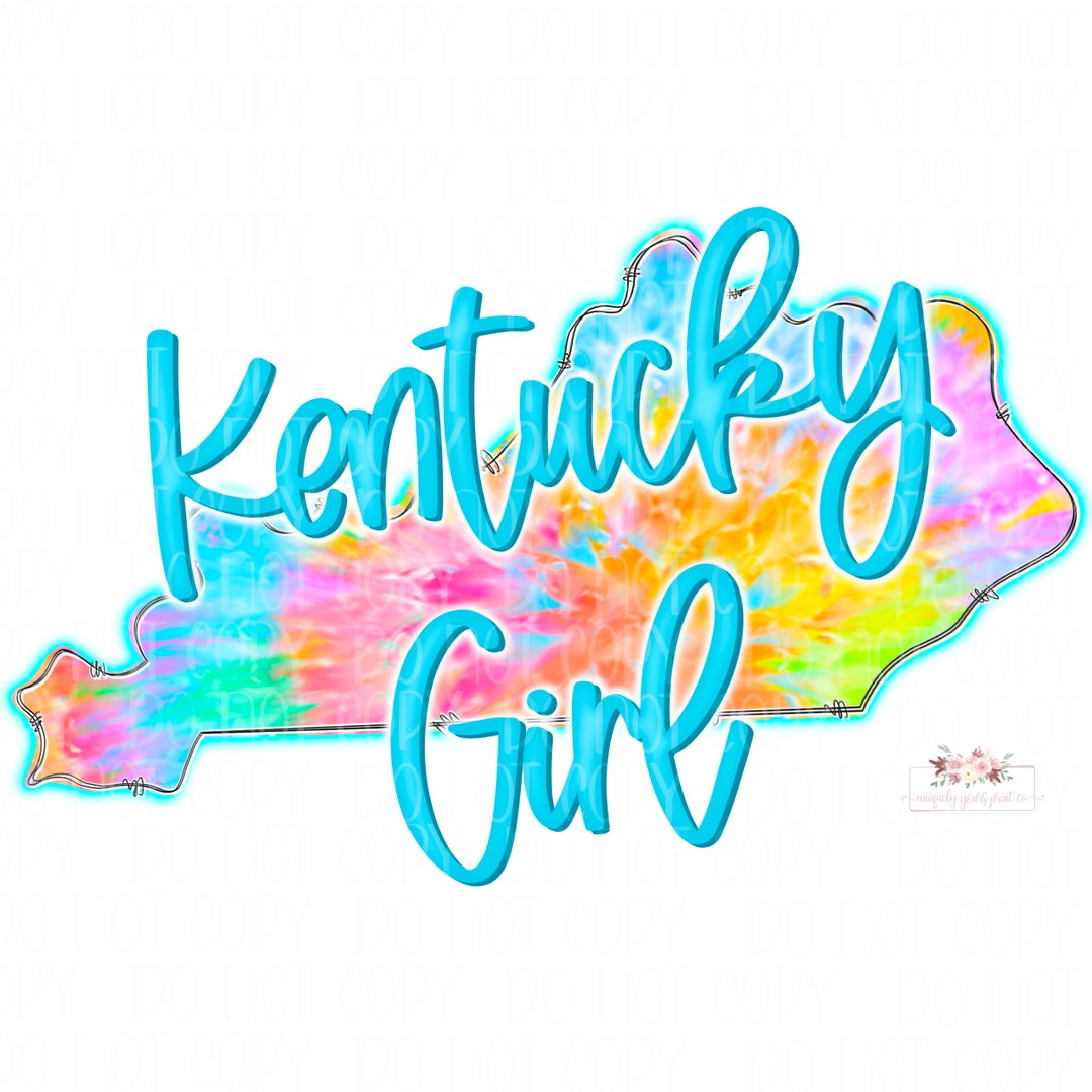 Kentucky Girl Blue Digital Download Bright Tie Dye Hand Drawn Doodle Design Sublimation