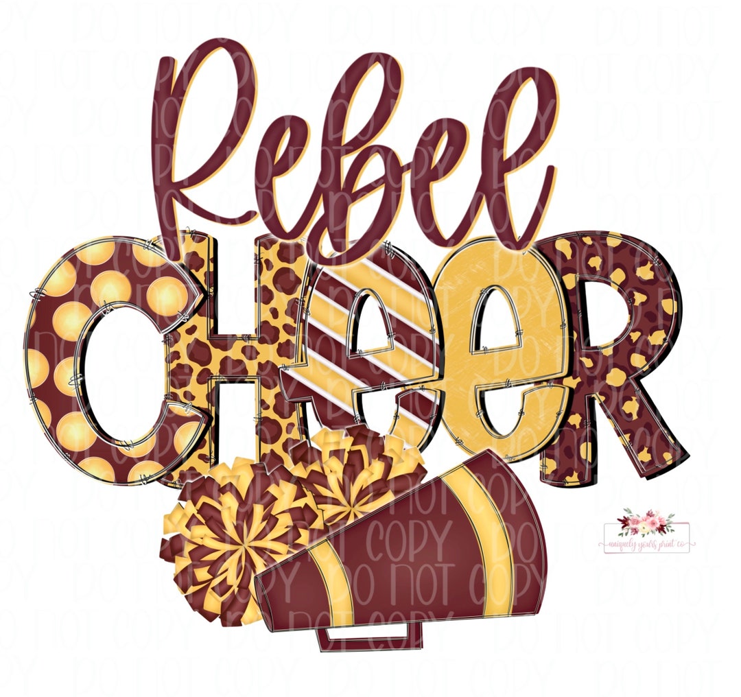 Maroon and Gold Rebel Cheer Digital Design | Hand Drawn | PNG ...