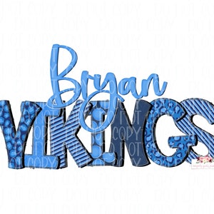 Bryan Vikings Doodle Digital Design | Columbia and Blue | Hand Drawn ...